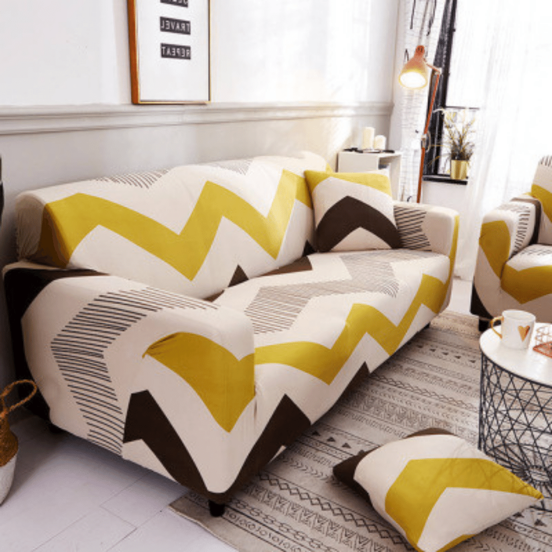 Standard Sofa Slipcovers | Stylish Multi-coloured Waves Patterned Sofa ...