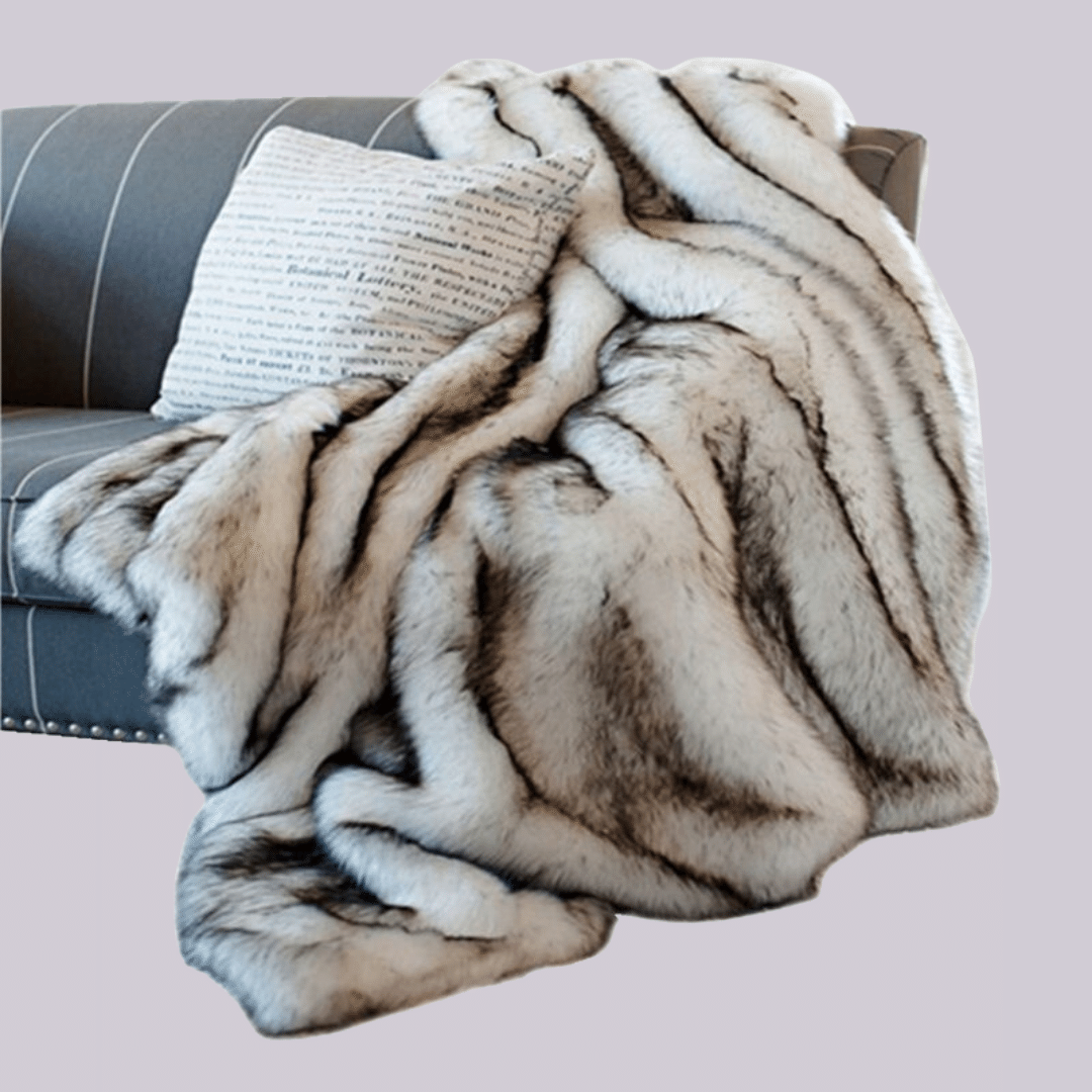 Sofa Throw Blanket | Black Soft Faux Fur Patterned Thick Sofa Throw Bl ...